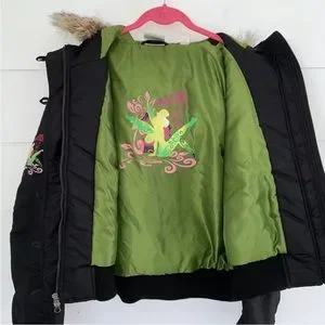 Disney | Jackets & Coats | Y2k Disneyland Tinkerbell Faux Fur Hood ...
